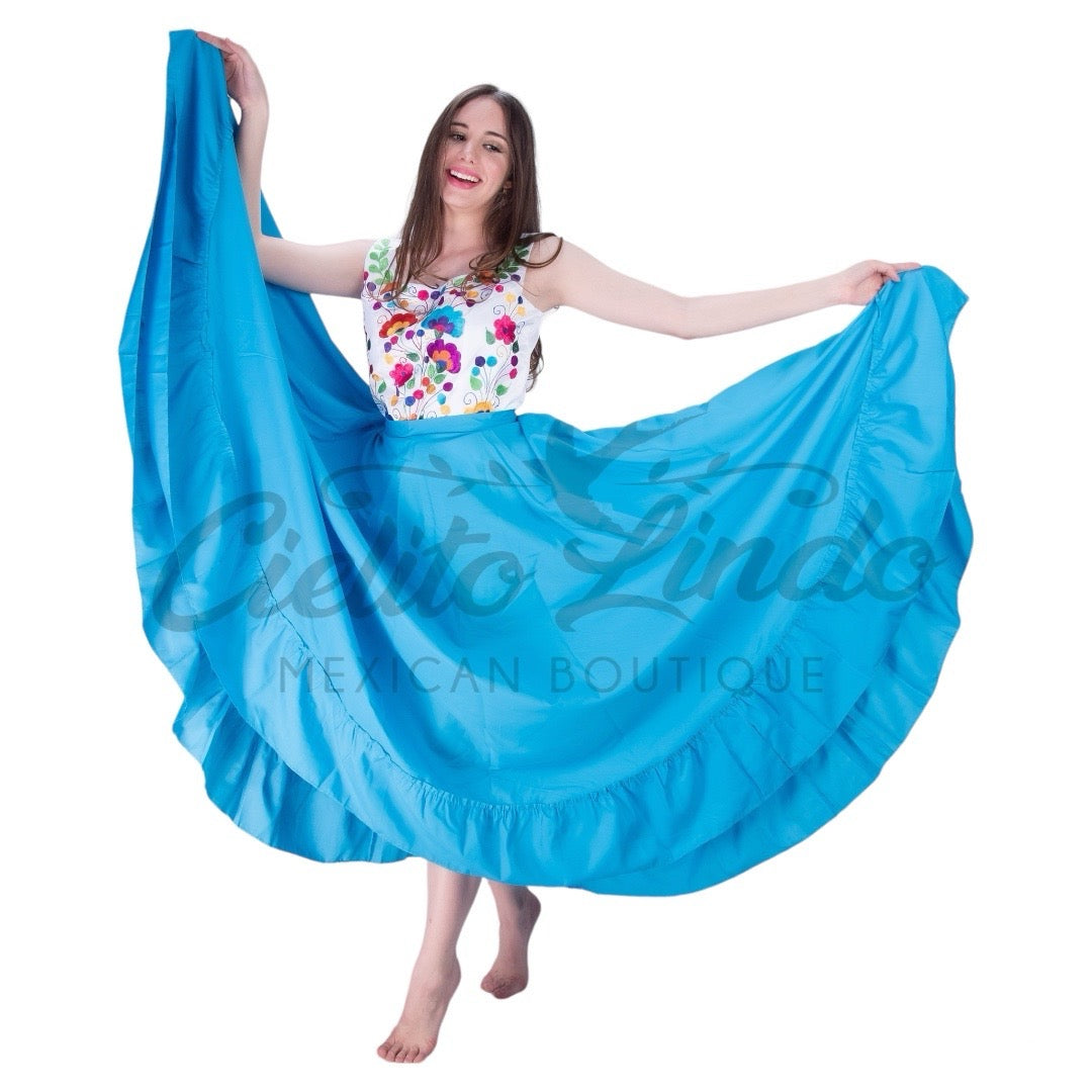 Mexican Folklorico Blue Solid Skirt – Cielito Lindo